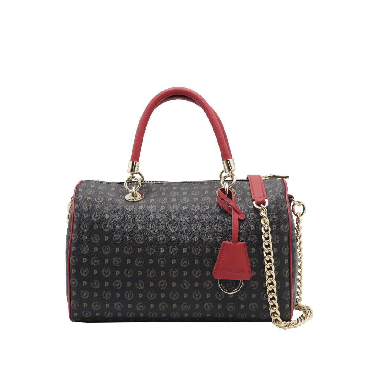 Pollini Shoulder Bag With All Over Print Black-Red