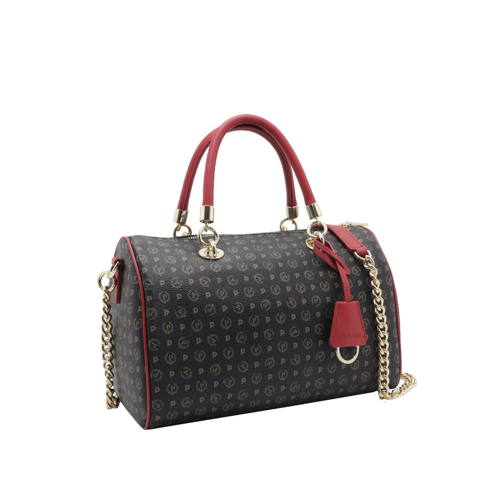 Pollini Shoulder Bag With All Over Print Black-Red